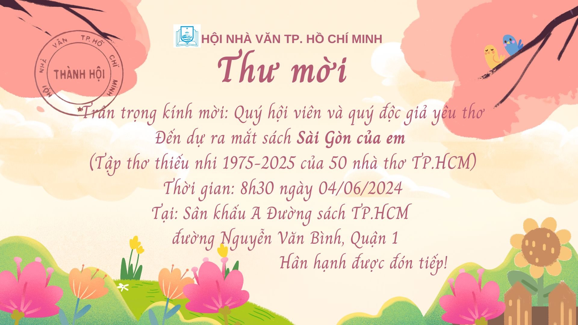 Thư mời dự buổi ra mắt sách Sài Gòn của em
